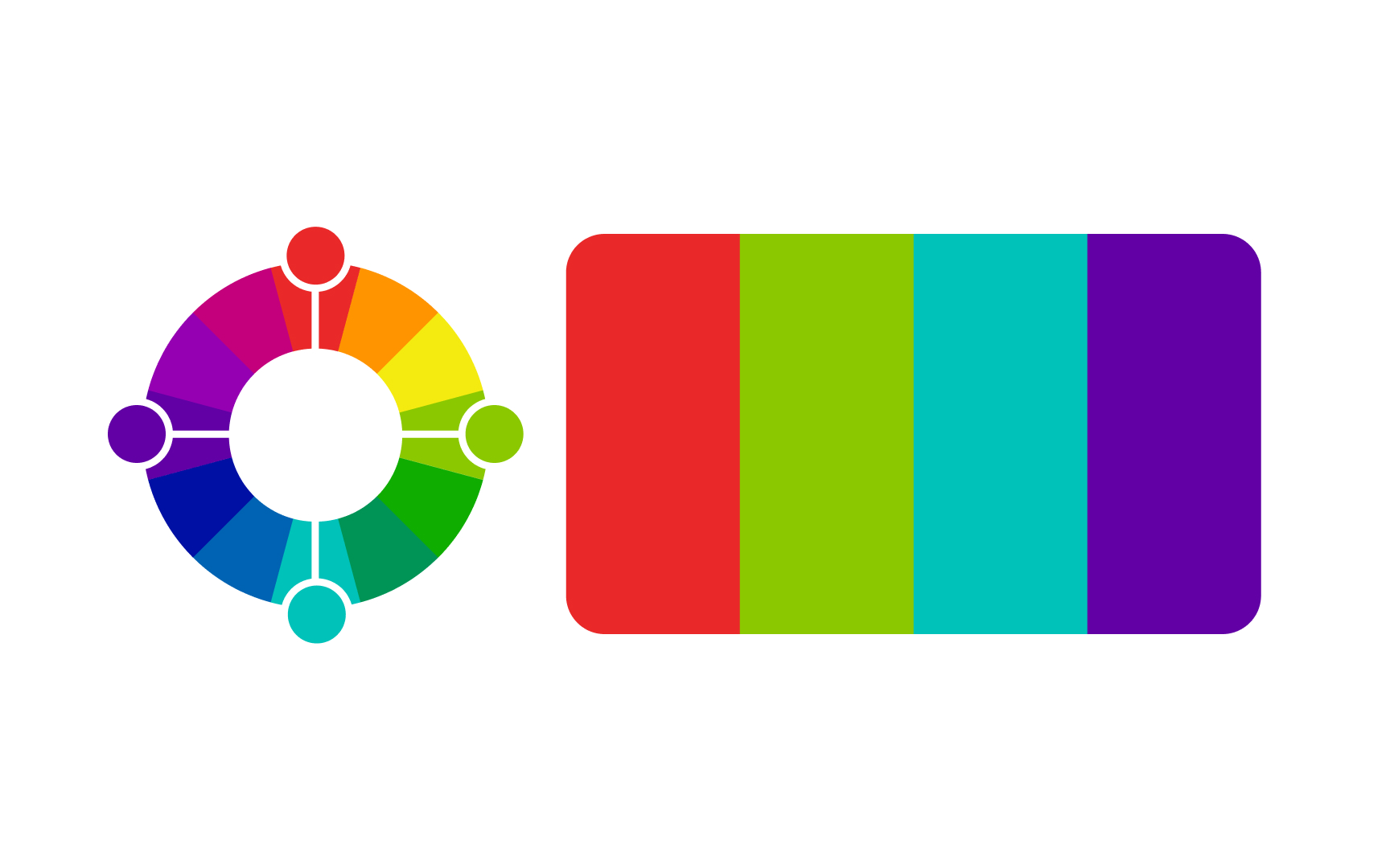 Square tetradic color schemes Uxcel