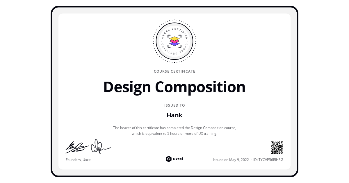 Certificate of completion for Design Composition | Uxcel