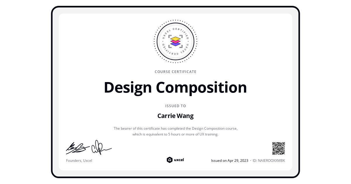 Certificate of completion for Design Composition | Uxcel