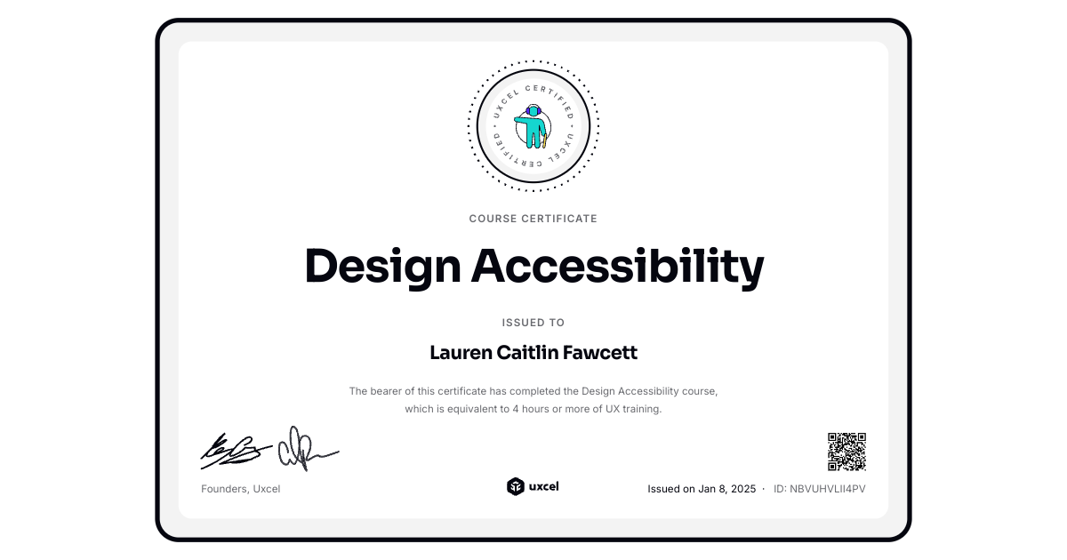 Uxcel Course Certificate of Completion | Uxcel