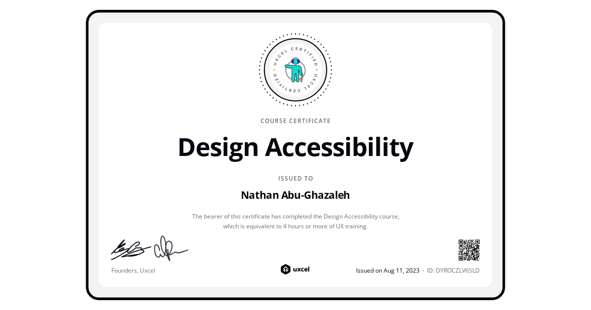 Uxcel Course Certificate of Completion | Uxcel