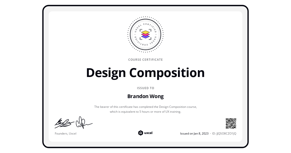 Certificate of completion for Design Composition | Uxcel