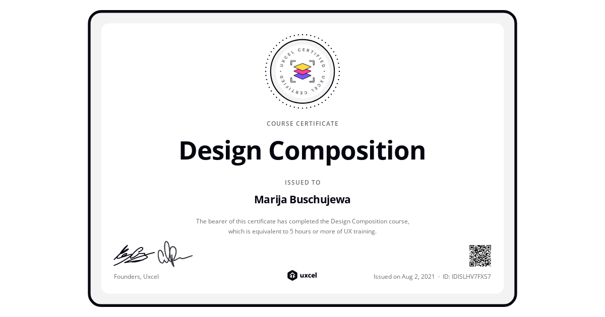 Certificate of completion for Design Composition | Uxcel
