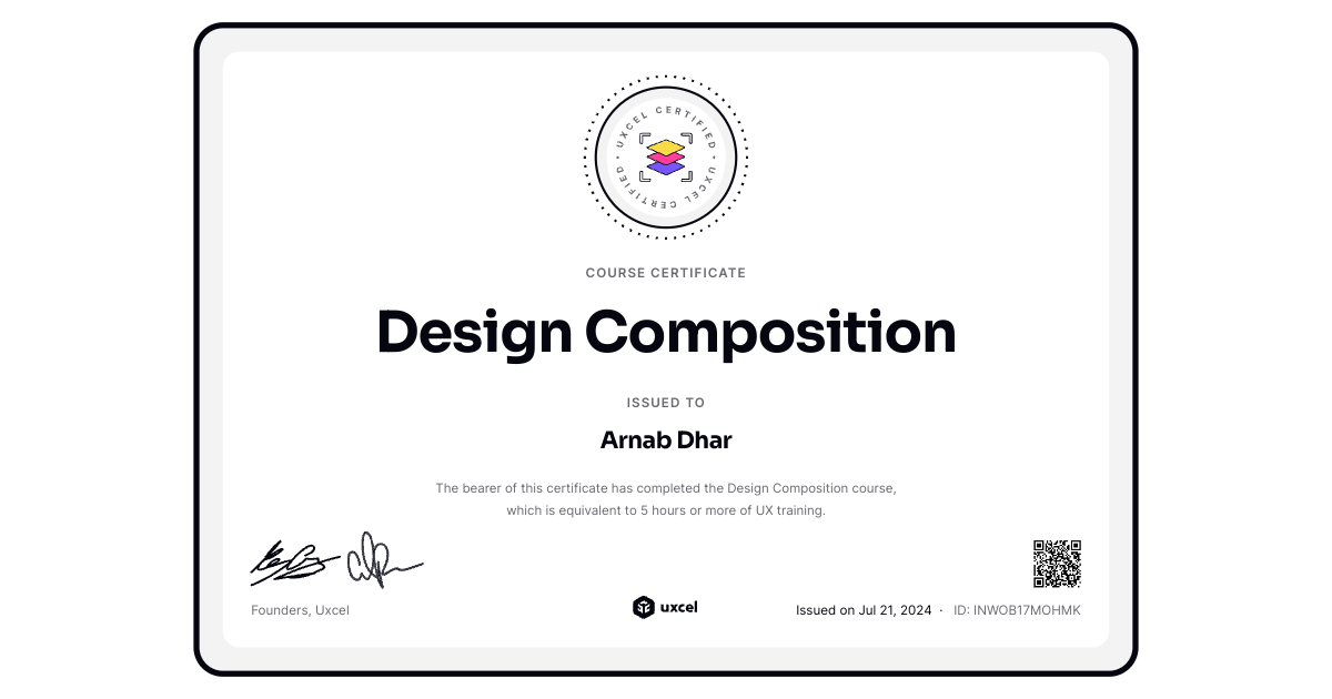 Certificate of completion for Design Composition | Uxcel