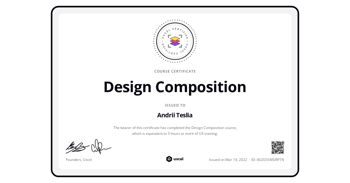 Certificate of completion for Design Composition | Uxcel
