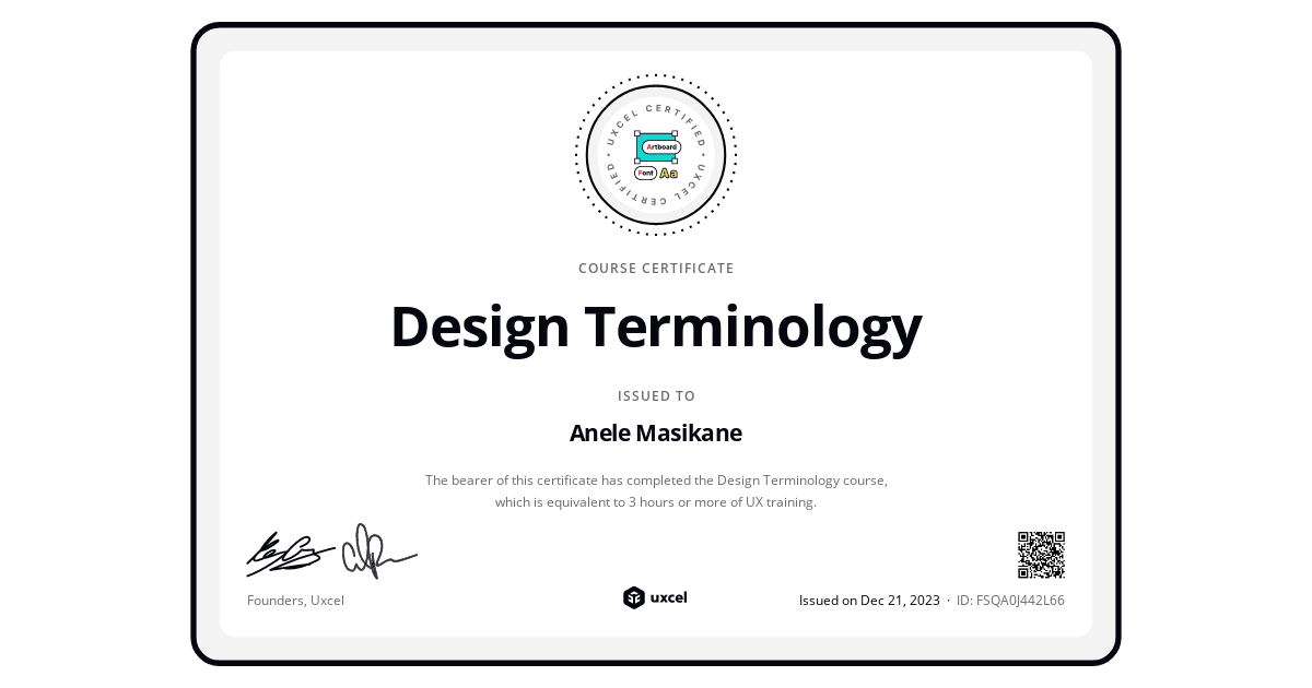 Uxcel Course Certificate of Completion | Uxcel