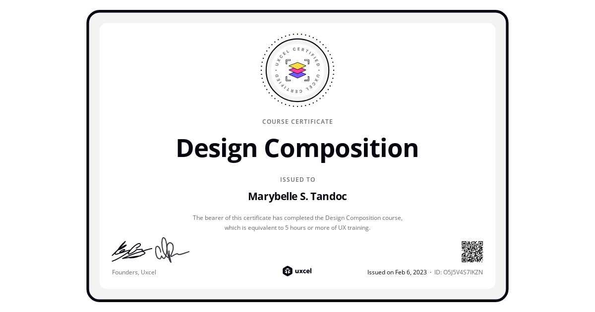Certificate of completion for Design Composition | Uxcel