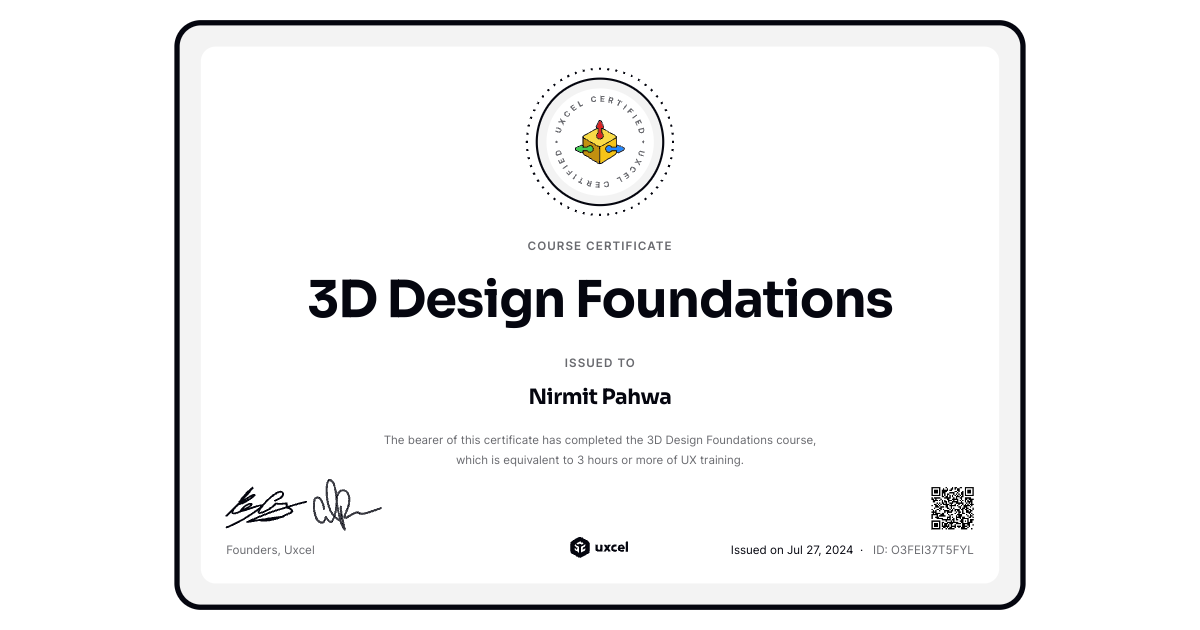 Uxcel Course Certificate of Completion | Uxcel