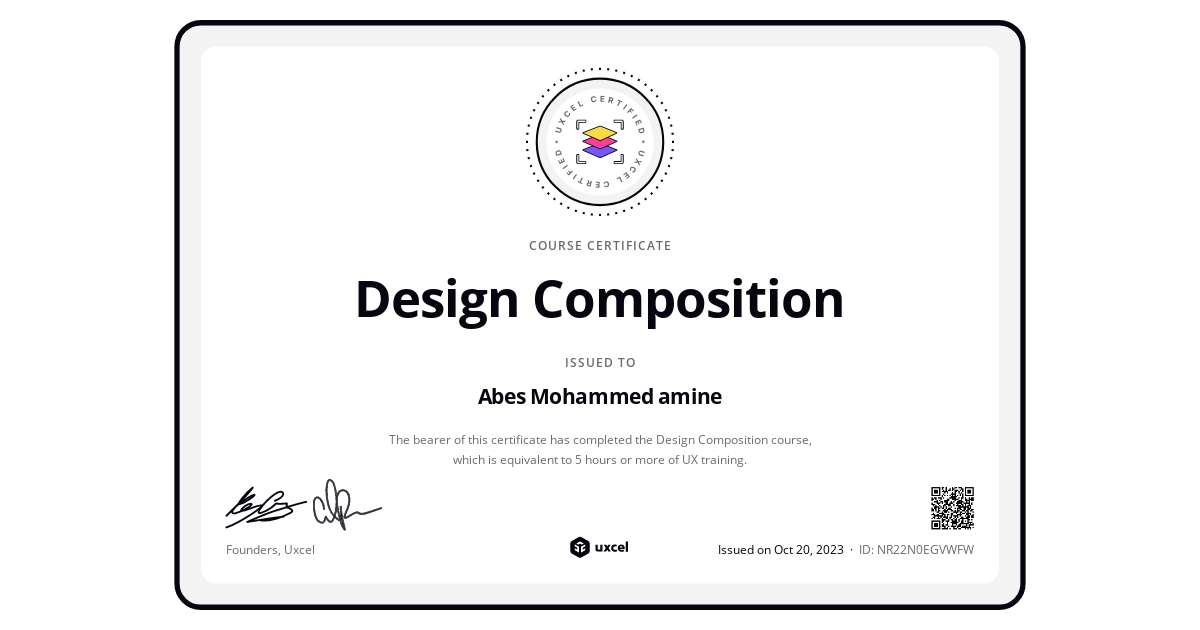 Certificate of completion for Design Composition | Uxcel