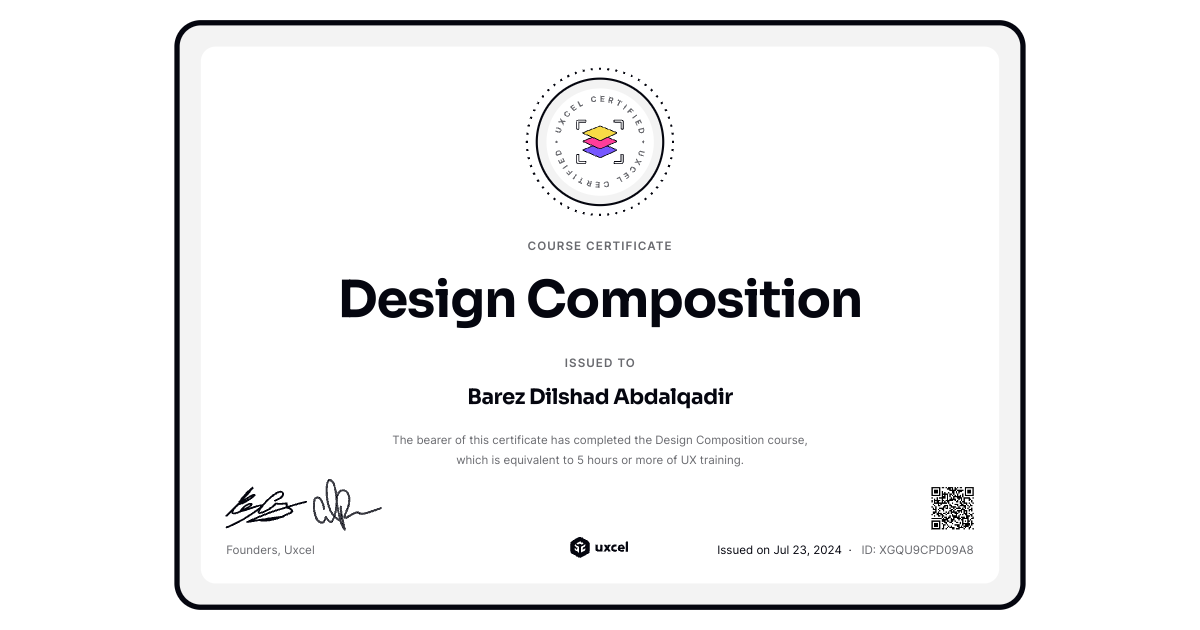 Certificate of completion for Design Composition | Uxcel
