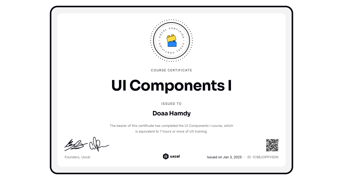 Uxcel Course Certificate of Completion | Uxcel