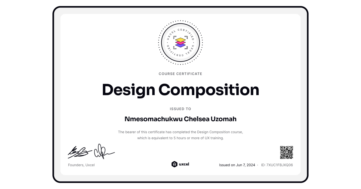 Uxcel Course Certificate of Completion | Uxcel