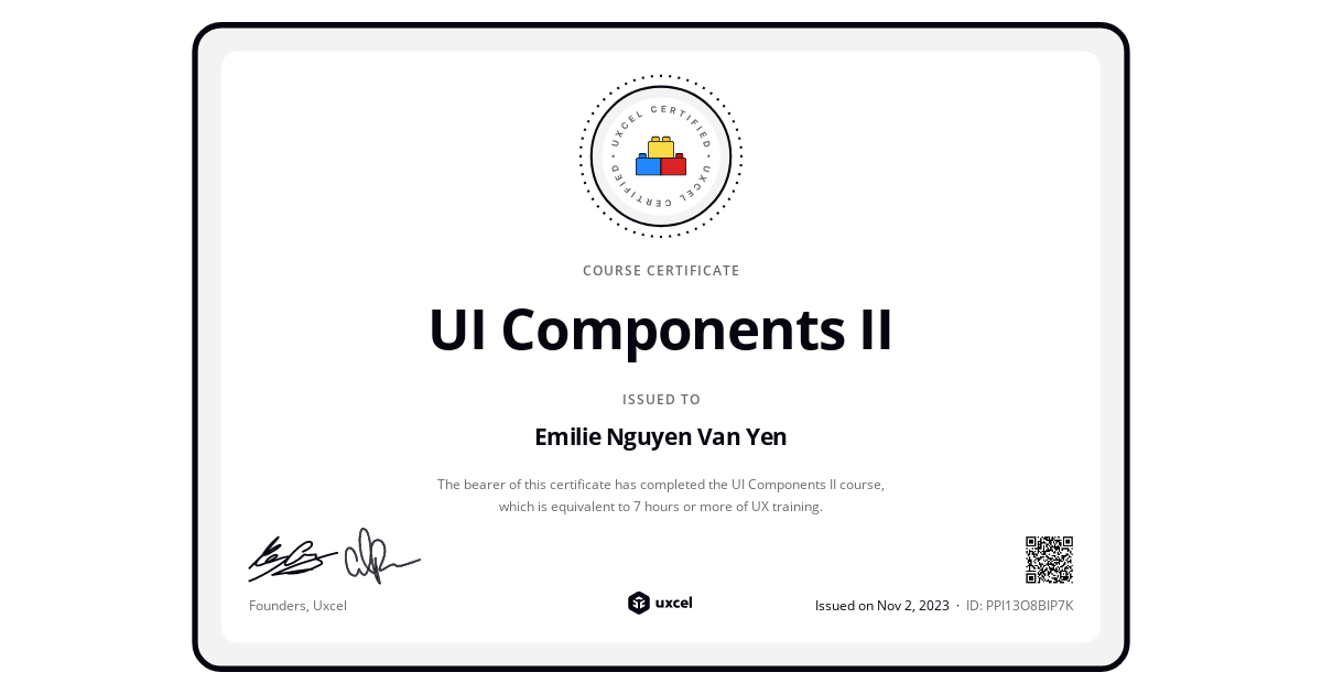 Uxcel Course Certificate of Completion | Uxcel