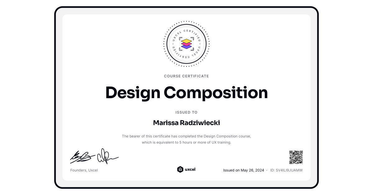 Certificate of completion for Design Composition | Uxcel