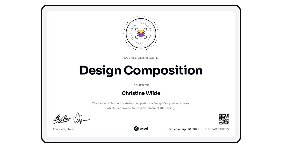 Certificate of completion for Design Composition | Uxcel