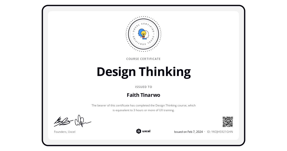 Uxcel Course Certificate of Completion | Uxcel