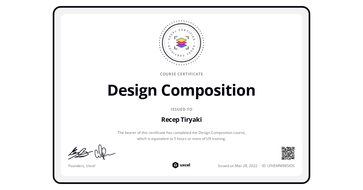 Certificate of completion for Design Composition | Uxcel