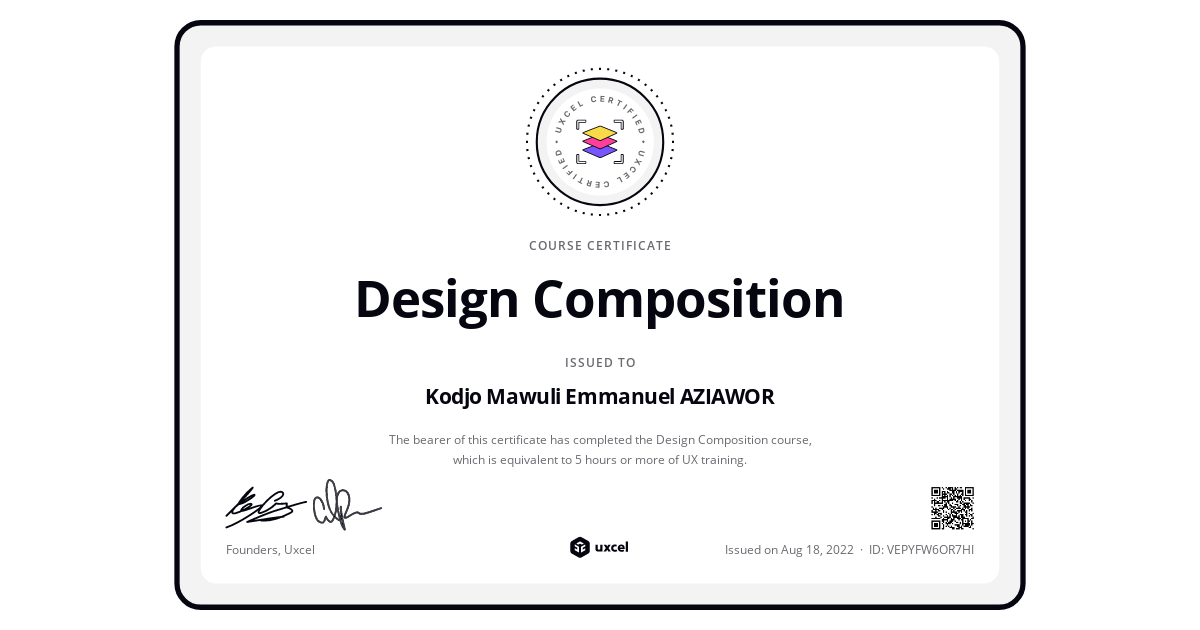 Uxcel Course Certificate of Completion | Uxcel