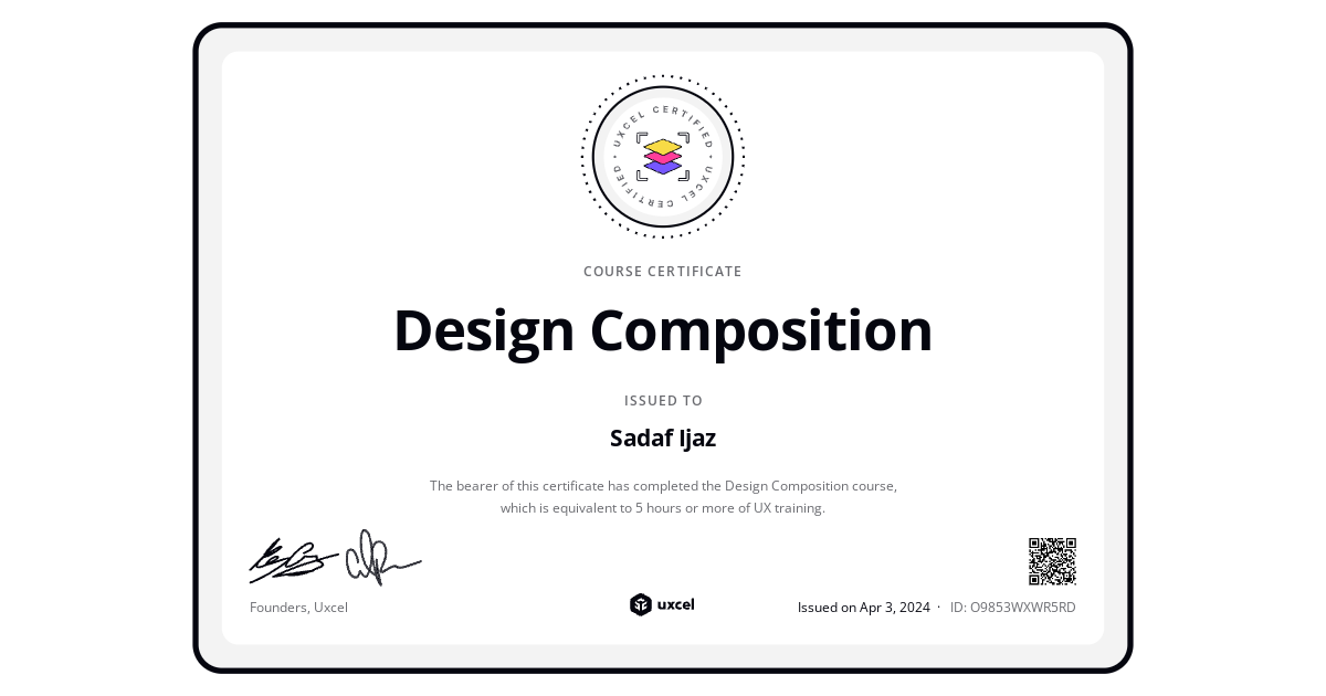 Certificate of completion for Design Composition | Uxcel