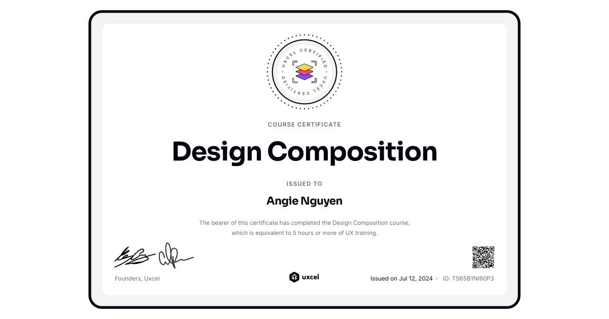 Certificate of completion for Design Composition | Uxcel