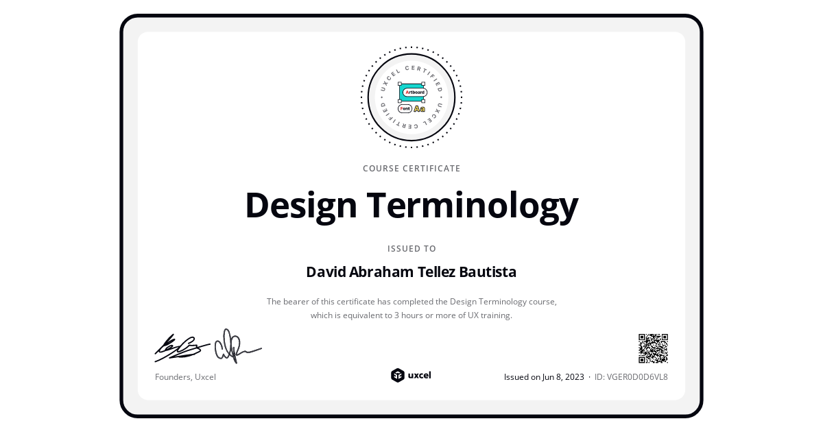 Uxcel Course Certificate of Completion | Uxcel