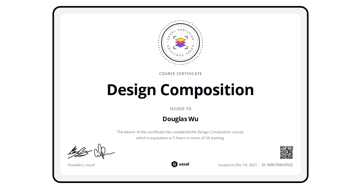 Certificate of completion for Design Composition | Uxcel