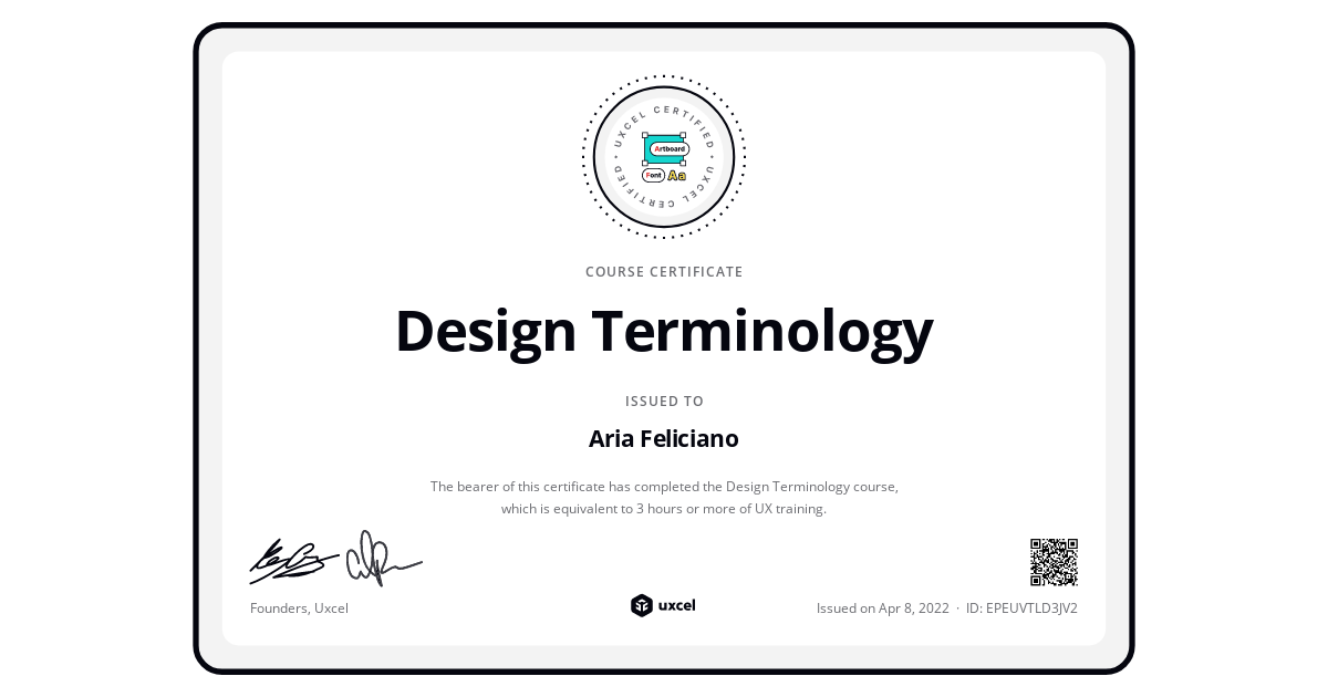 Uxcel Course Certificate of Completion | Uxcel