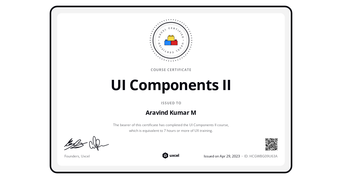 Uxcel Course Certificate of Completion | Uxcel