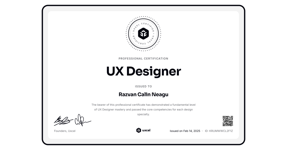 Professional certification, UX Designer | Uxcel