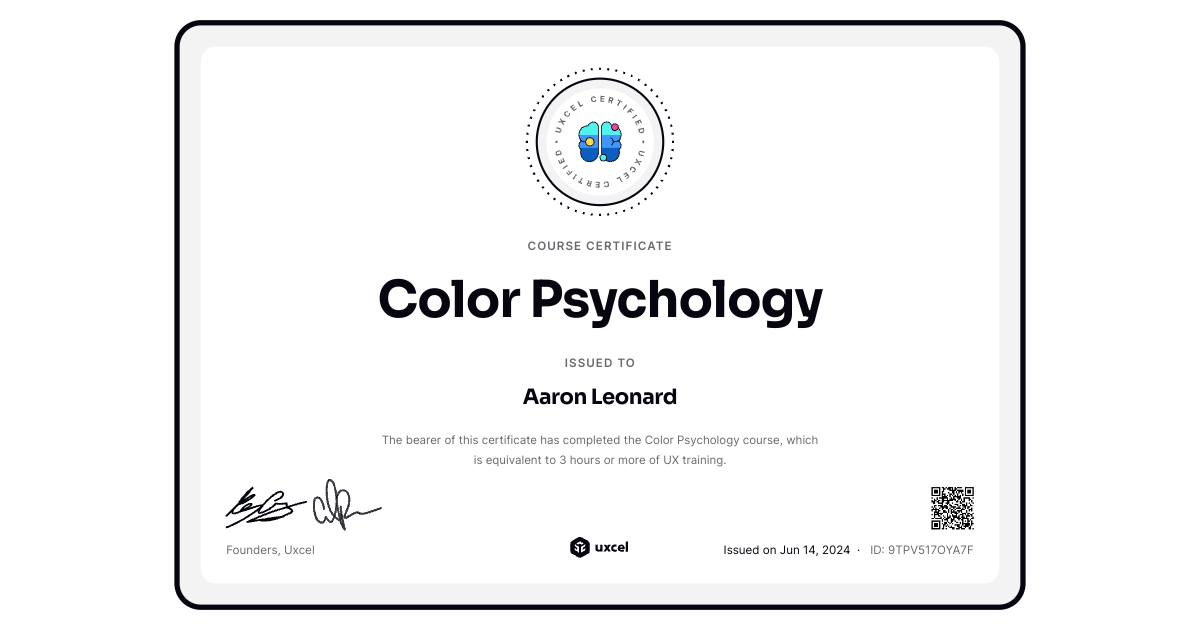 Uxcel Course Certificate of Completion | Uxcel