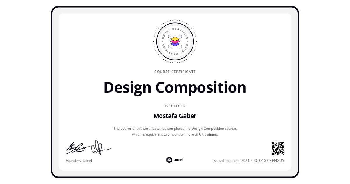 Certificate of completion for Design Composition | Uxcel