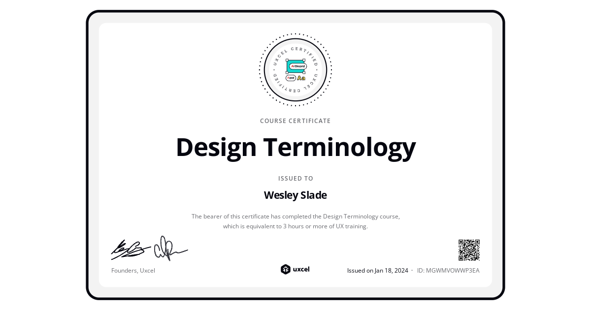 Uxcel Course Certificate of Completion | Uxcel