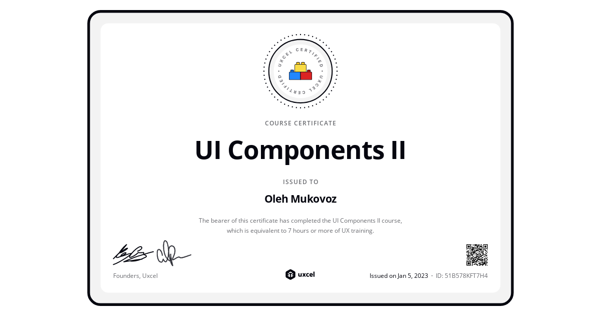 Uxcel Course Certificate of Completion | Uxcel