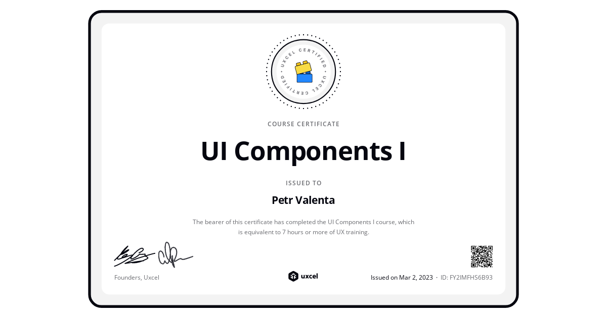 Uxcel Course Certificate of Completion | Uxcel
