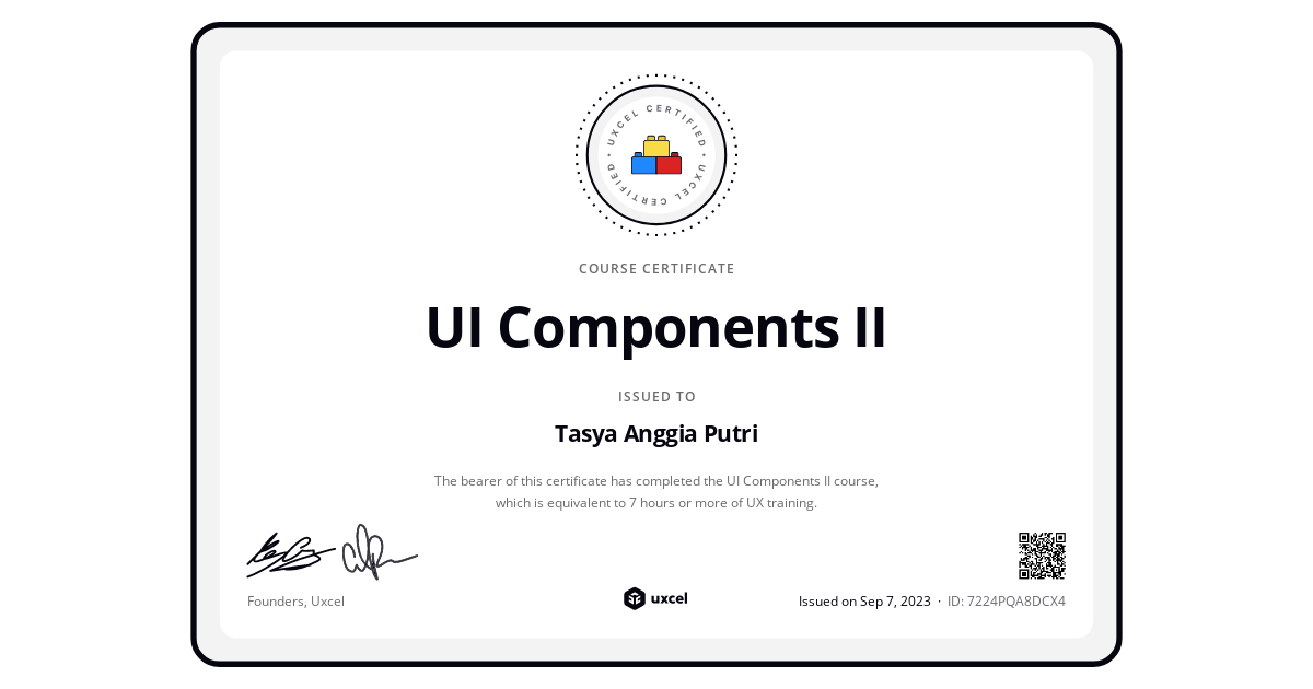 Uxcel Course Certificate of Completion | Uxcel