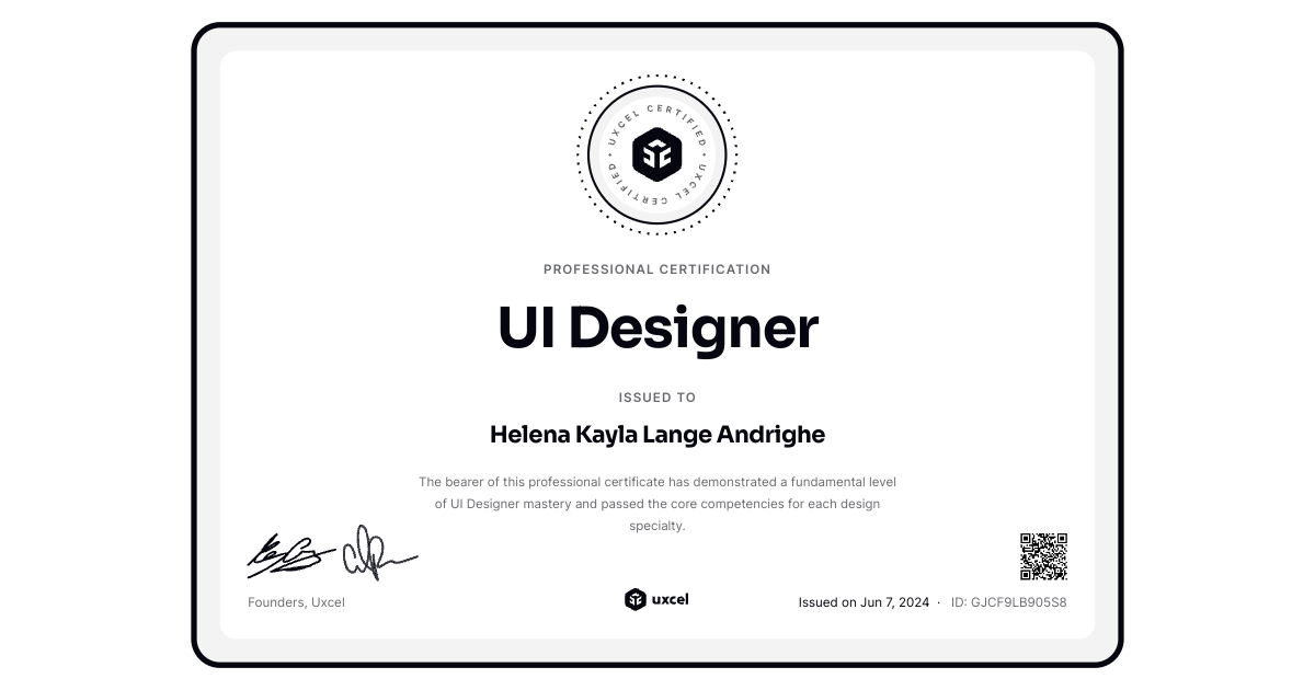 Professional certification, UI Designer | Uxcel