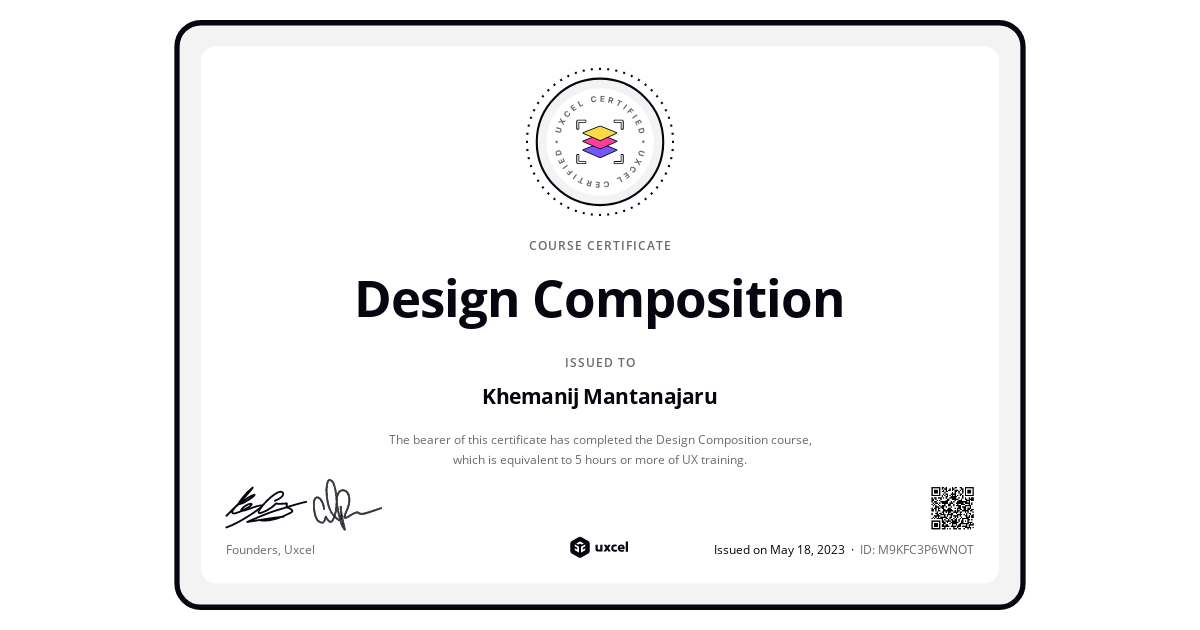 Certificate of completion for Design Composition | Uxcel