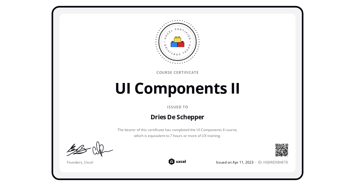 Uxcel Course Certificate of Completion | Uxcel