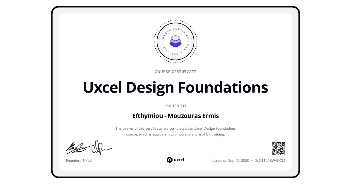 Uxcel Course Certificate of Completion | Uxcel